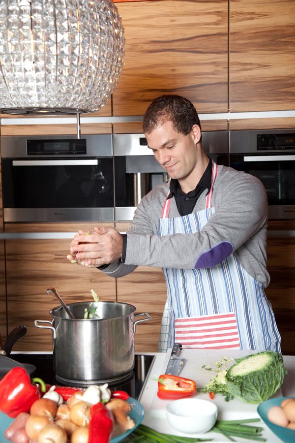 Adding the vegetables stock image. Image of cooking, kitchen - 13072887