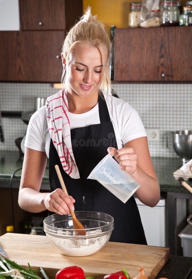 Adding Water into the Dough Stock Photo - Image of flour, women: 11060536