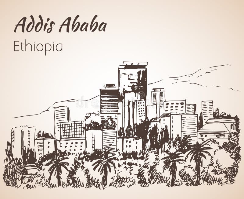 Addis Ababa Ethiopia Asia Icon VektorArt Design Skyline Night Flat ...