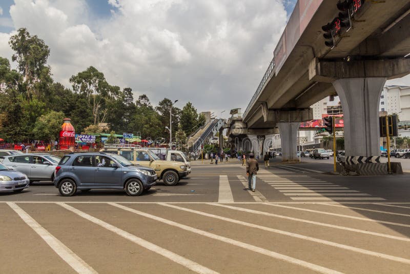 ADDIS ABABA, ETHIOPIA - APRIL 3, 2019: Elevated Section of the Light ...