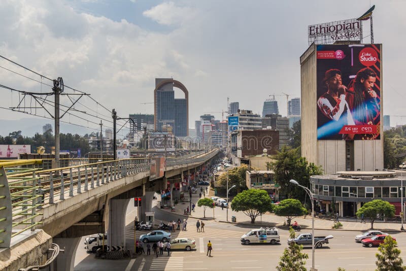 ADDIS ABABA, ETHIOPIA - APRIL 3, 2019: Elevated Section of the Light ...