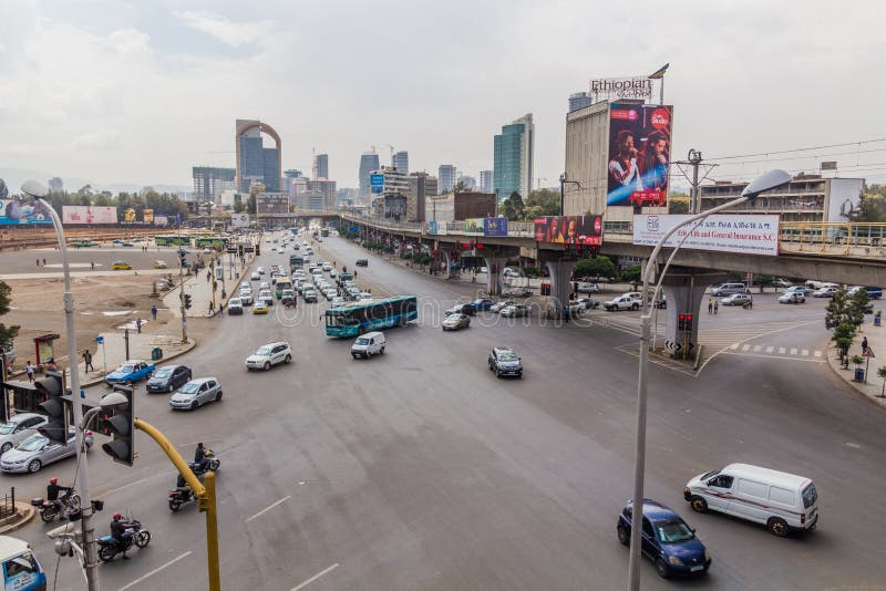 ADDIS ABABA, ETHIOPIA - APRIL 3, 2019: Elevated Section of the Light ...