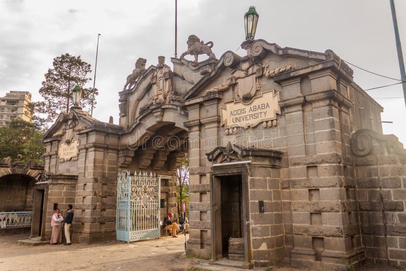 ADDIS ABABA, ETHIOPIA - APRIL 6, 2019: Gate of Addis Ababa University ...