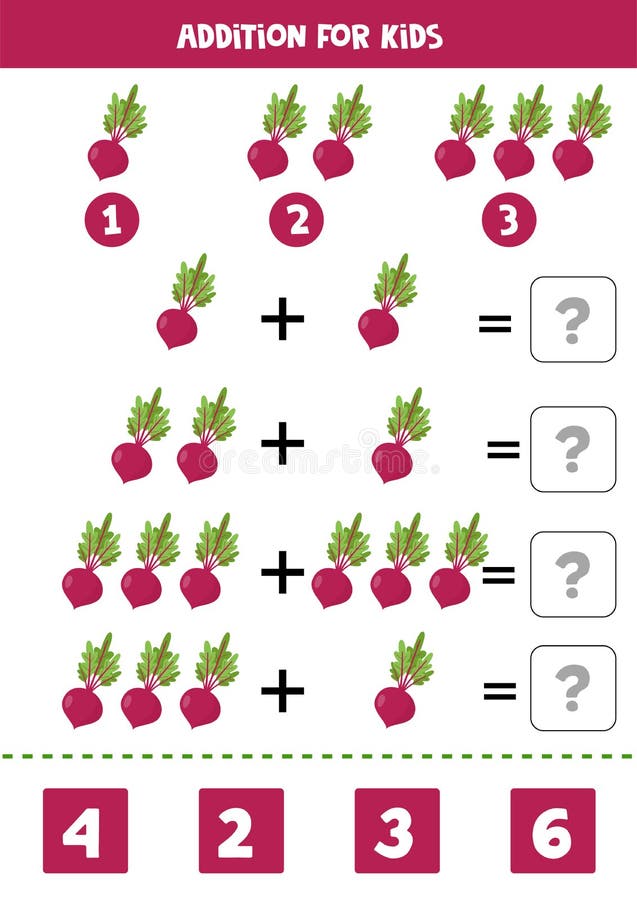 Addition with Beetroot. Solve the Equation. Math Game for Children ...