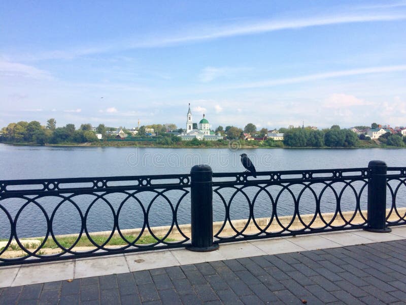 Nice View of the River through a Decorative Fence Stock Photo - Image ...