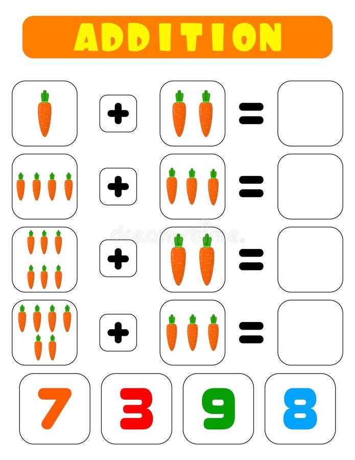 Addition of Carrots. a Task for Children. Educational Development Sheet ...