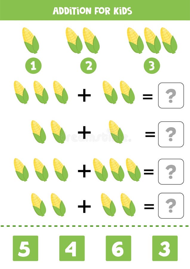 Addition with Cartoon Donuts. Math Game for Kids Stock Vector ...