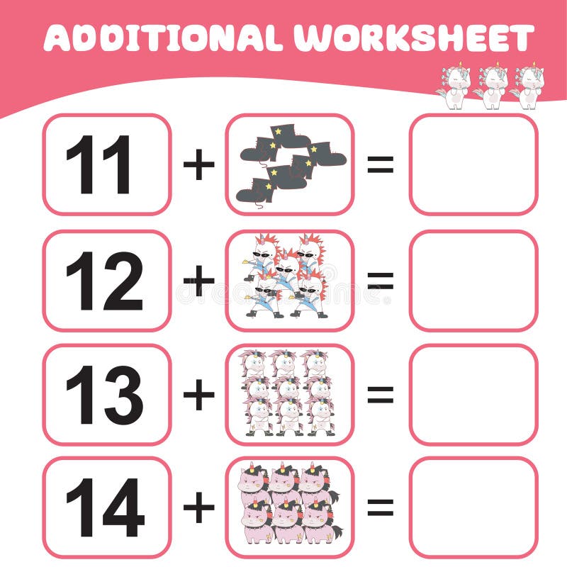 Counting Unicorn Activity for Children. Mathematic Worksheet for Kids ...