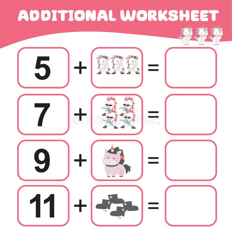 Counting Unicorn Activity for Children. Mathematic Worksheet for Kids ...