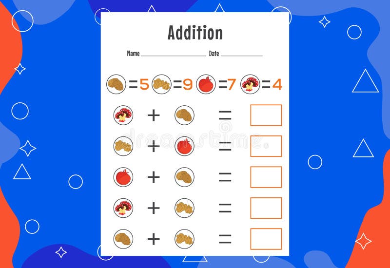 Addition with Different Elements for Kids. an Educational Page for Kids ...