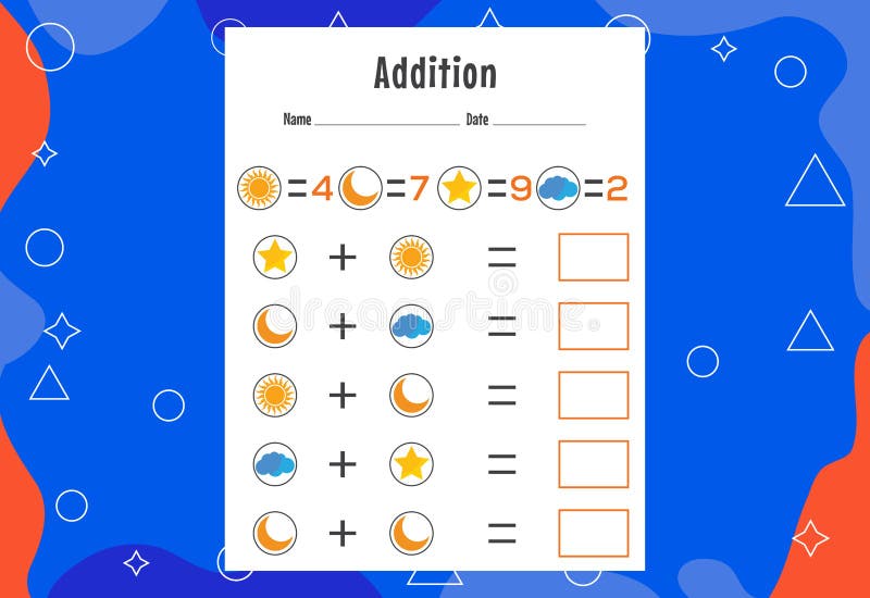 Addition with Different Elements for Kids. an Educational Page for Kids ...