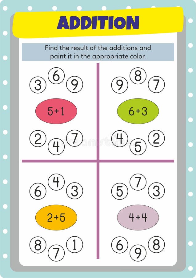 Addition Exercises for Preschool, Kindergarten and Primary School Kids ...