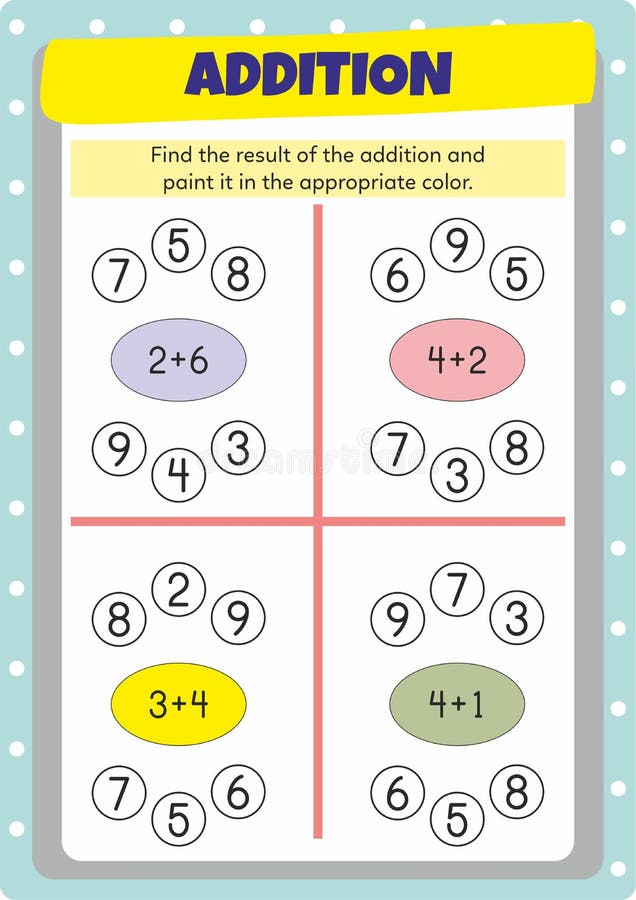 Addition Exercises for Preschool, Kindergarten and Primary School Kids ...