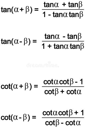 Addition Formulas for the Tangent and Cotangent Functions Stock ...