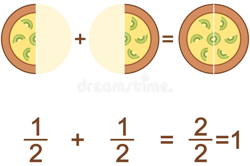 Addition of Fractions - Half Plus Half Stock Illustration ...