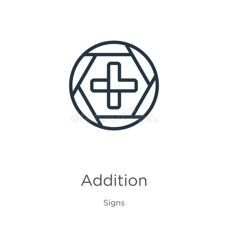 Addition Icon. Thin Linear Addition Outline Icon Isolated on White ...