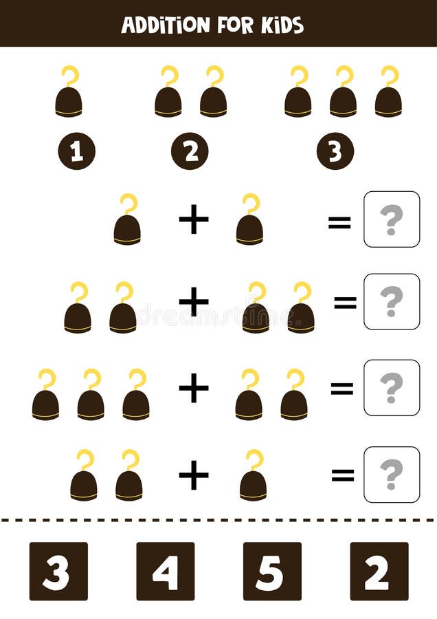 Addition for Kids with Cartoon Pirate Hook. Stock Vector - Illustration ...