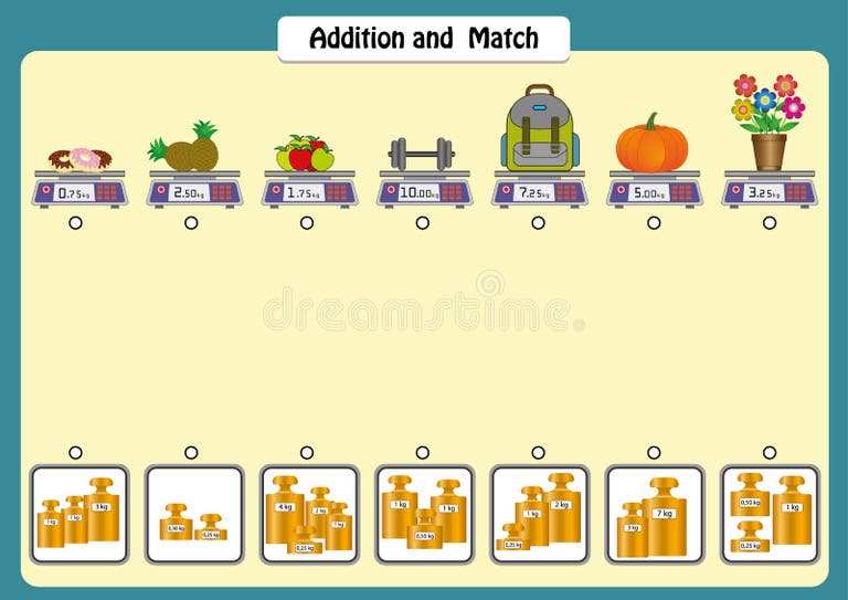 Addition and Match the Weights of Objects, Math Worksheets for Kids ...