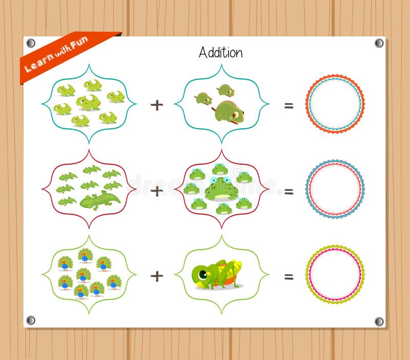 Addition Number - Worksheet for Education Stock Vector - Illustration ...