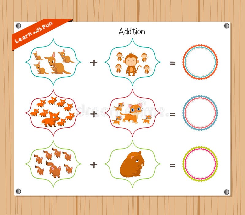 Addition Number - Worksheet for Education Stock Vector - Illustration ...