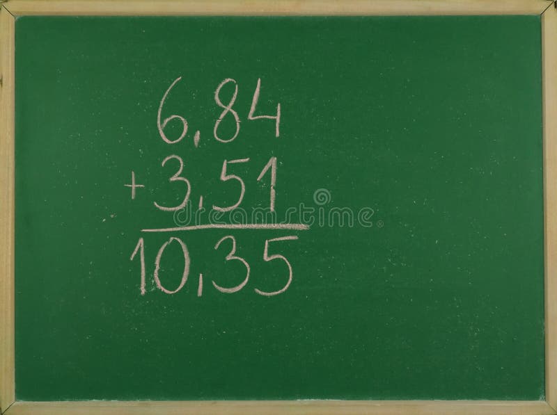 Addition of Numbers with Decimal Notation. Stock Photo - Image of green ...