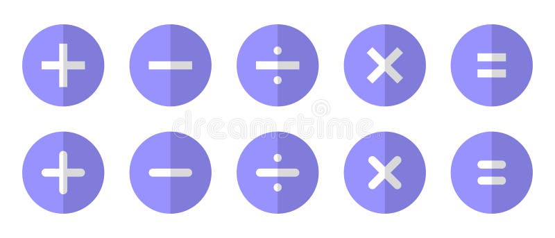 Addition, Subtraction, Division, Multiplication, and Equality Icon with ...