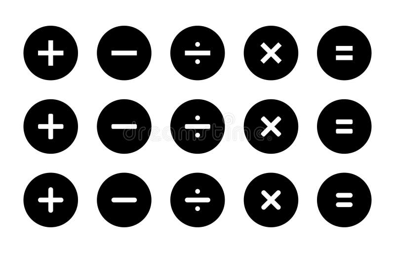 Addition, Subtraction, Division, Multiplication, and Equality Icon ...