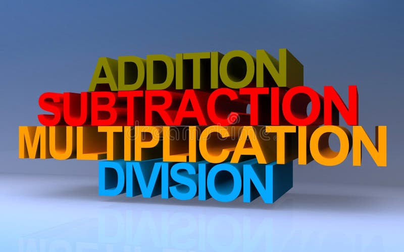 Addition Subtraction Multiplication Division on Blue Stock Image ...