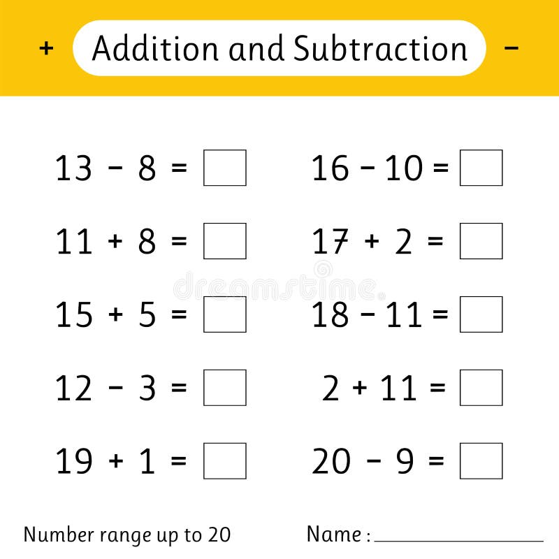 Addition and Subtraction. Number Range Up To 10. Math Worksheet for ... Addition and Subtraction. Number Range Up To 10. Math Worksheet for ...