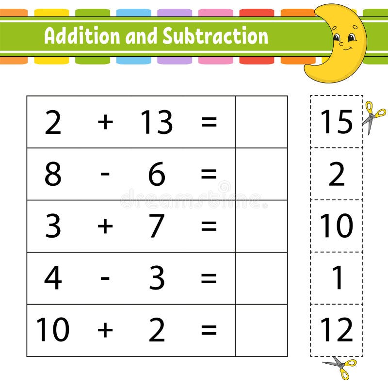 Addition and Subtraction. Task for Kids. Education Developing Worksheet ...