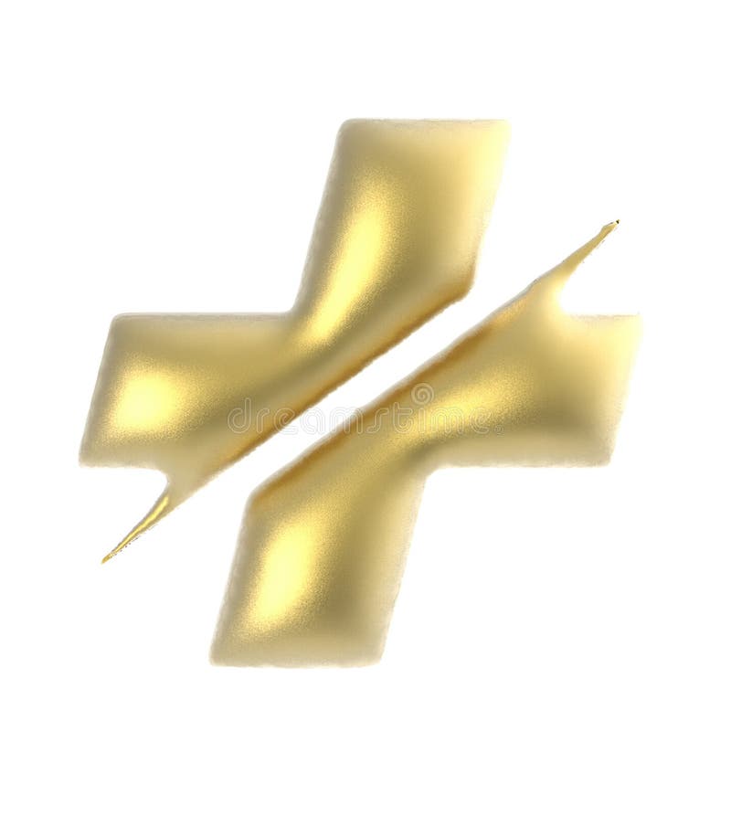Addition Symbol Golden Edge Sliced Text Isolated - 3d Rendering Stock ...