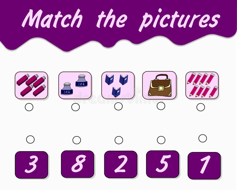Additional Education. Math Kids Activity Sheet with Pictures of School ...