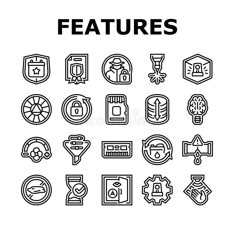 Additional Features Product Icons Set Vector Stock Illustration ...