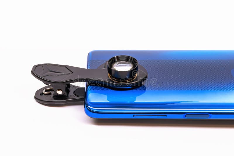 Additional Lens on the Camera of a Blue Smartphone Stock Image - Image ...
