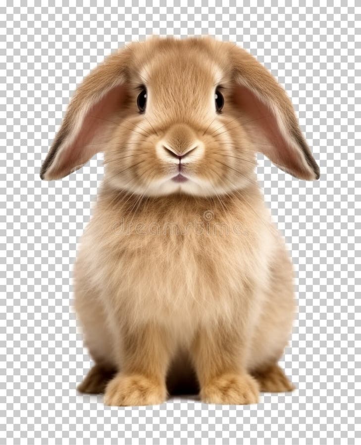 Cute Bunny Rabbit Front View Isolated on Transparent Background Stock ...