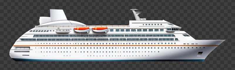Cruise Ship Side View Isolated on Transparent Background PNG Stock ...