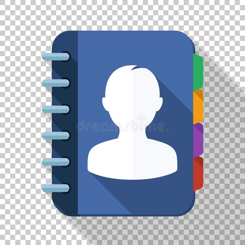 Address Book Icon in Flat Style with Long Shadow on Transparent Stock ...