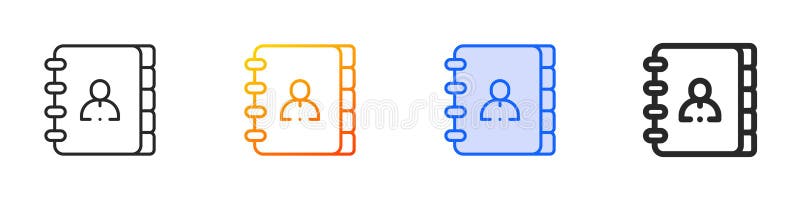 Address Book Icon.Thin Linear, Gradient, Blue Stroke and Bold Style ...