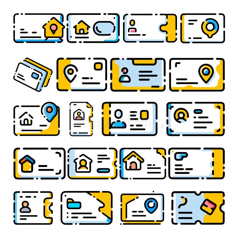 Address-card Icon with Broken Line Style Bundle Stock Illustration ...