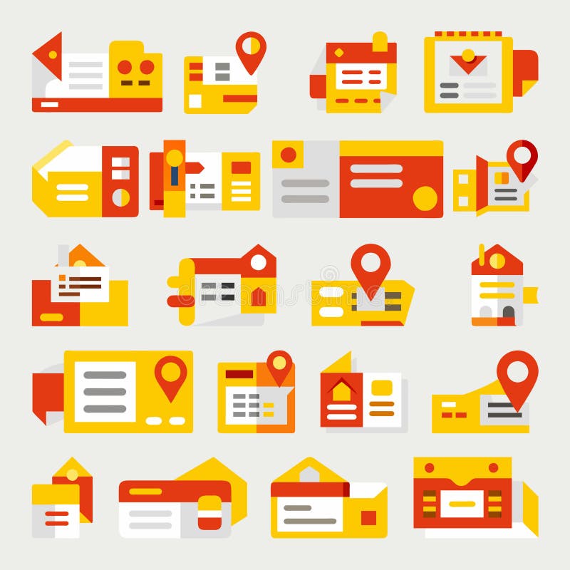 Address-card Icon with Colored Shape Style Bundle Stock Illustration ...