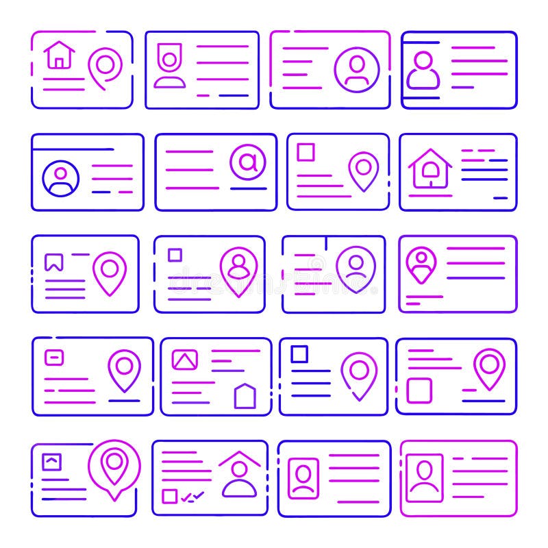 Address-card Icon with Gradient Outline Style Bundle Stock Illustration ...