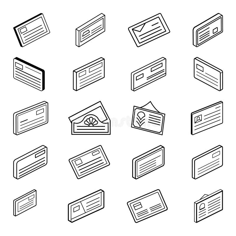 Address-card Icon with Line Art Style Bundle Stock Illustration ...