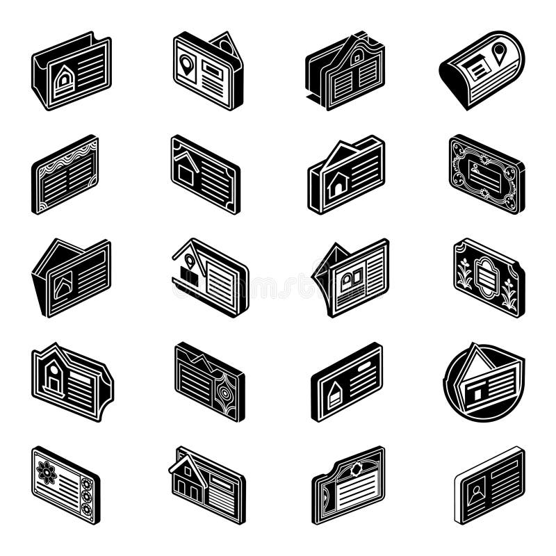 Address-card Icon with Linocut Style Bundle Stock Illustration ...