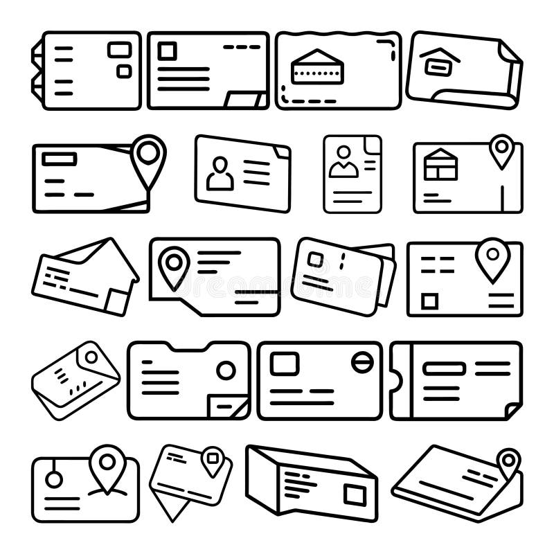 Address-card Icon with Outline Style Bundle Stock Illustration ...