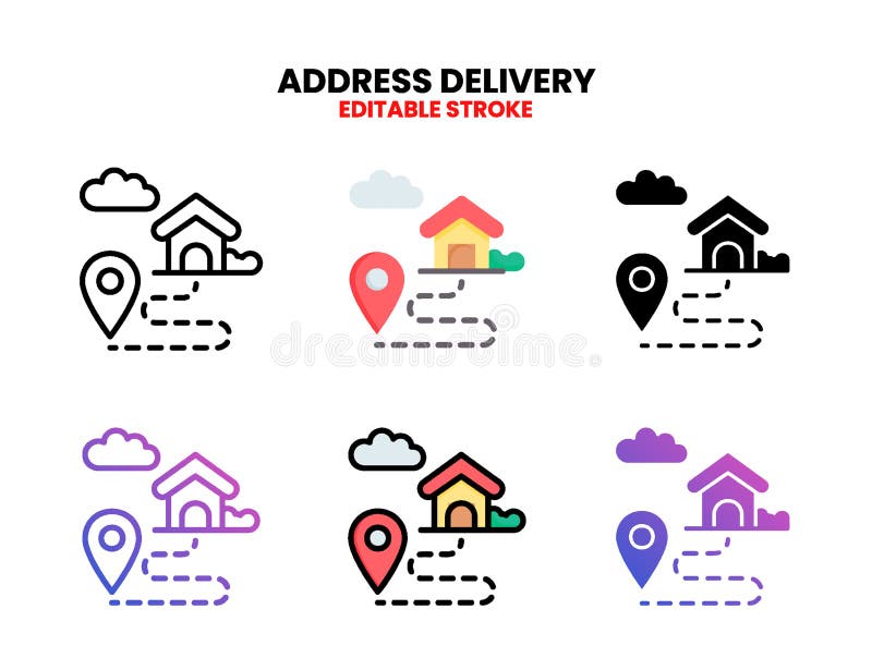 Address Delivery Icon Set with Different Styles. Stock Vector ...