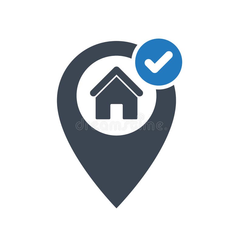 Address Icon with Check Sign. Address Icon and Approved, Confirm, Done ...
