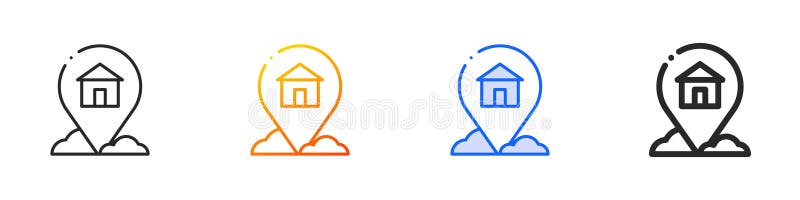 Address Icon.Thin Linear, Gradient, Blue Stroke and Bold Style Design ...