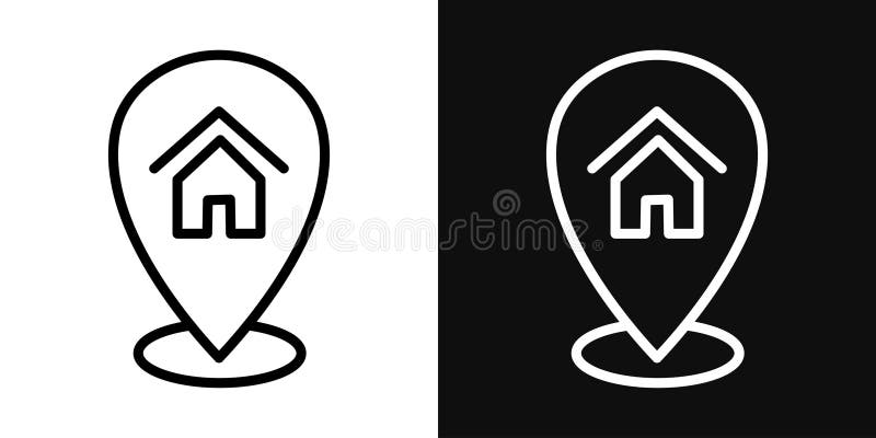Address Icon Set. Home Loacation Address Vector Logo Symbol in Black ...