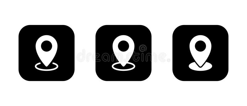 Address Location, Map Pin Icon on Black Square Stock Vector ...