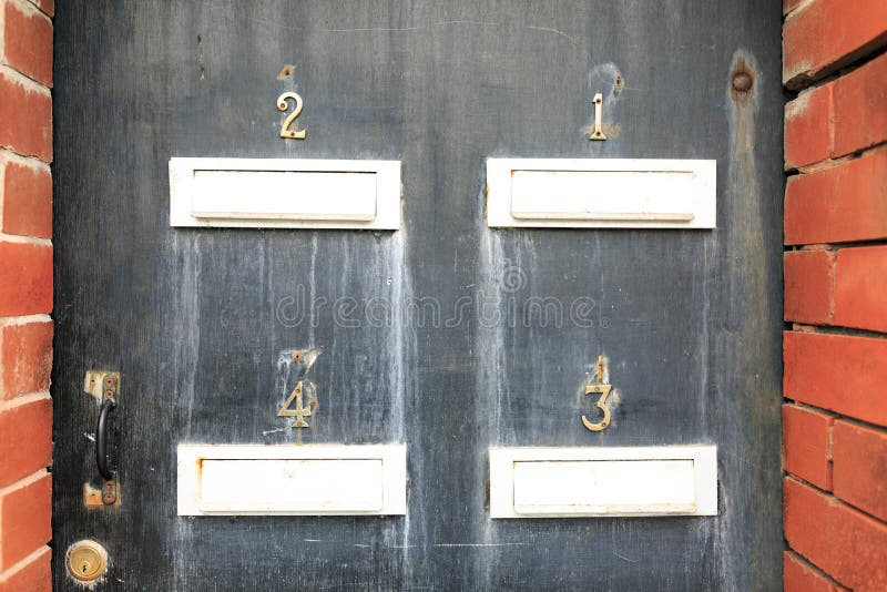 Address Number in a Wooden Door Stock Photo - Image of house, blue ...